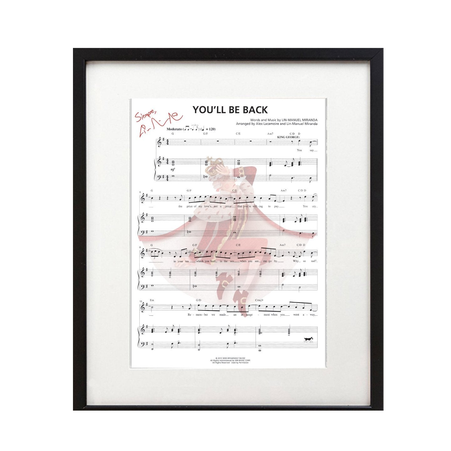 Hamilton "You'll Be Back" 8"x10" Music Sheet – TeeRicoStore