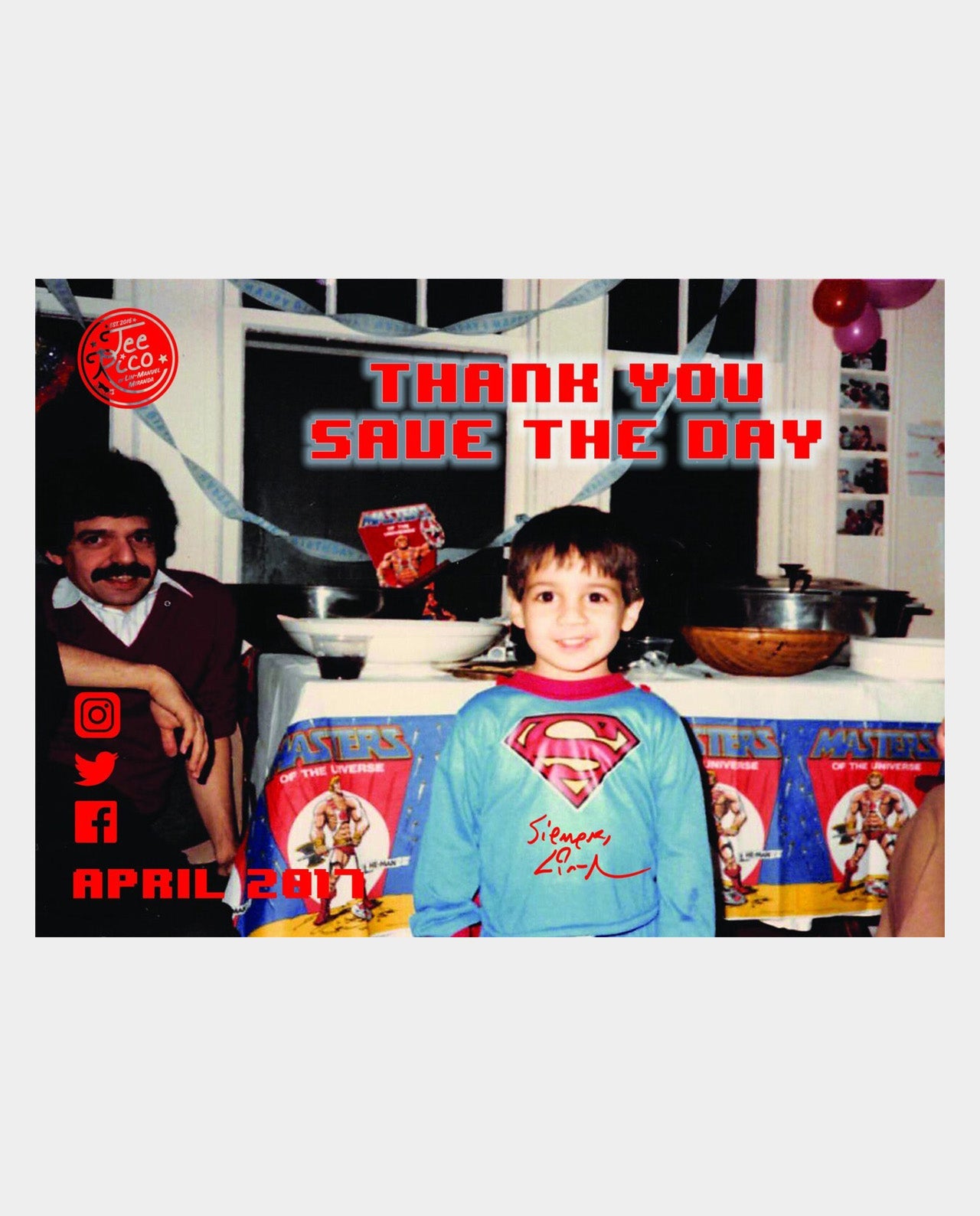 Lin-Manuel April '17 5X7 in Thank You Card - Lin-Man of Steel ...