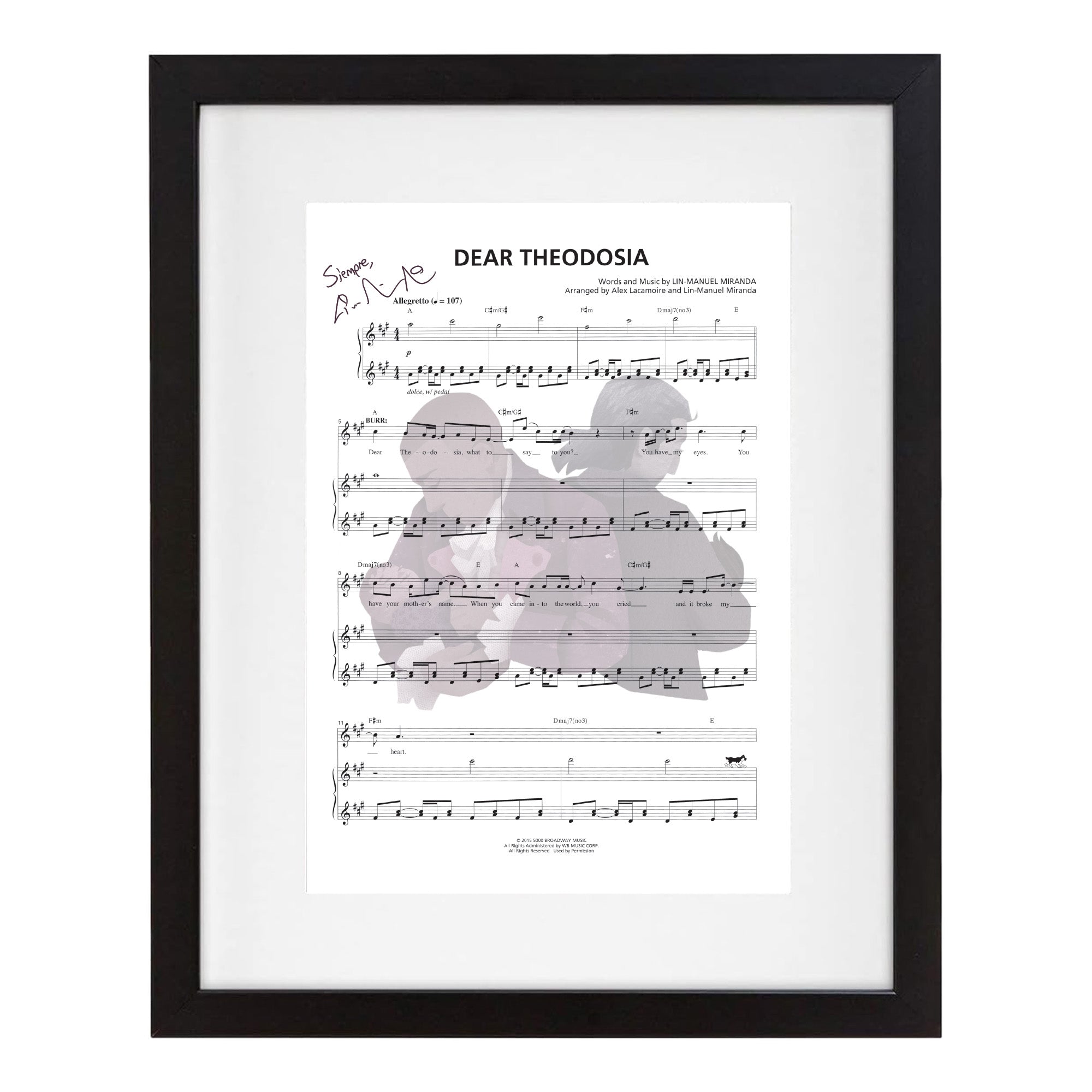 Hamilton "Dear Theodosia" 8"x10" Music Sheet – TeeRico by Lin-Manuel