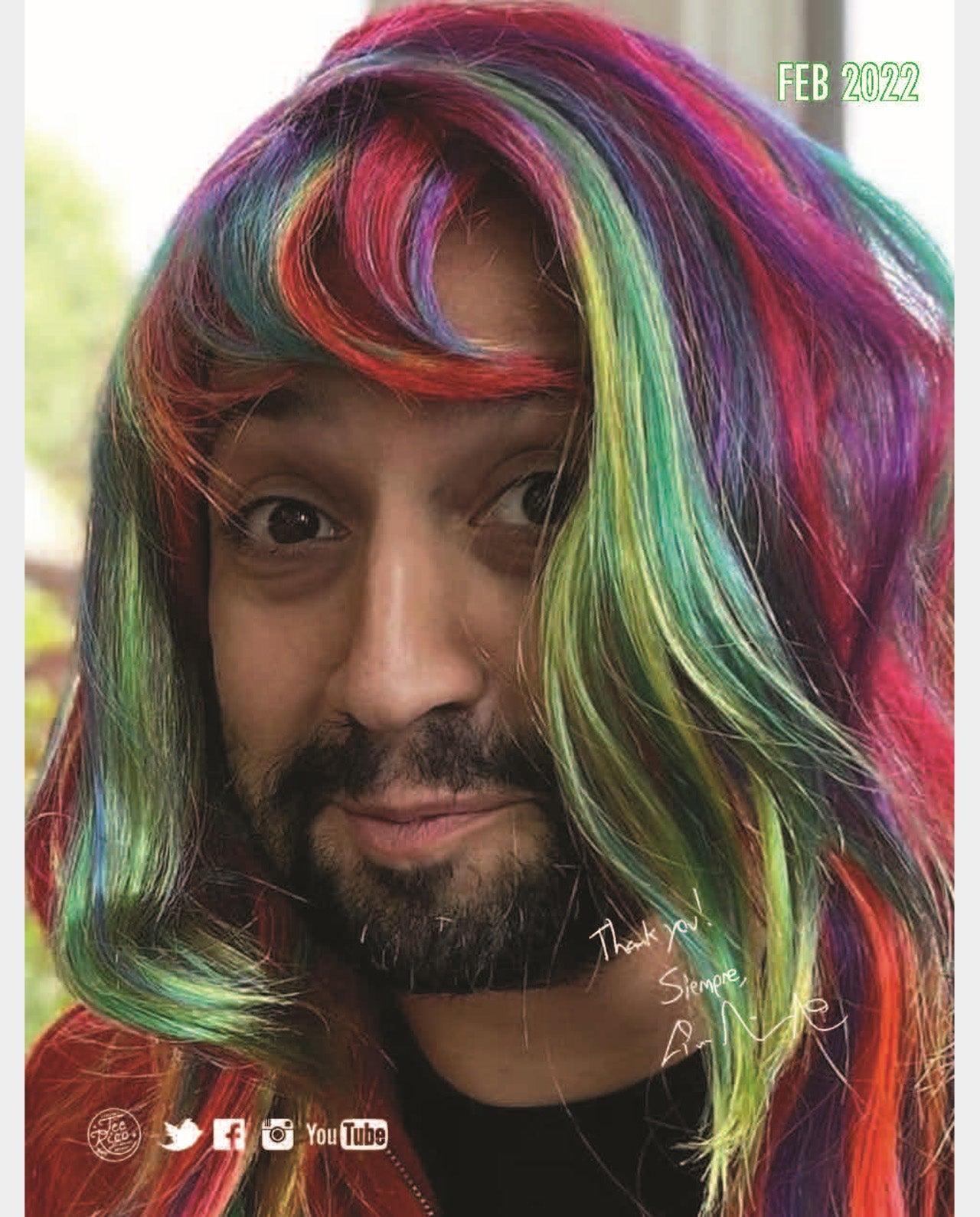 Lin-Manuel February '22 3X4 Thank You Card - Rainbow Wig – TeeRico by ...